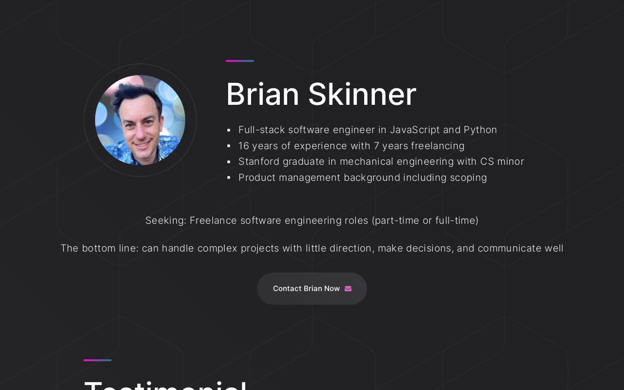 Brian Skinner Freelance Resume